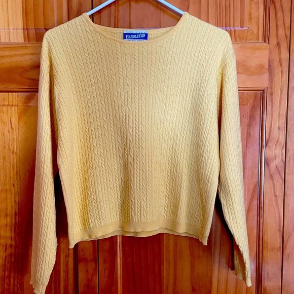 Pendleton | Sweaters | Bright Yellow Pendleton Baby Cable Stitch Sweater | Poshmark